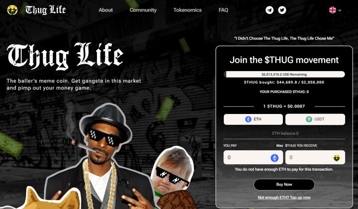 Next Meme Coin to Explode? Thug Life Token $2 Million Presale Expected ...