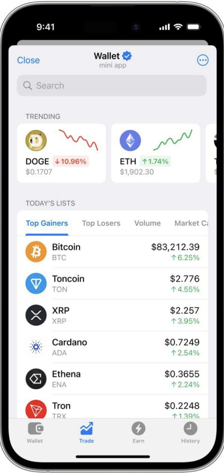 Wallet in Telegram Launches Multi-Asset Trading and Earn Options