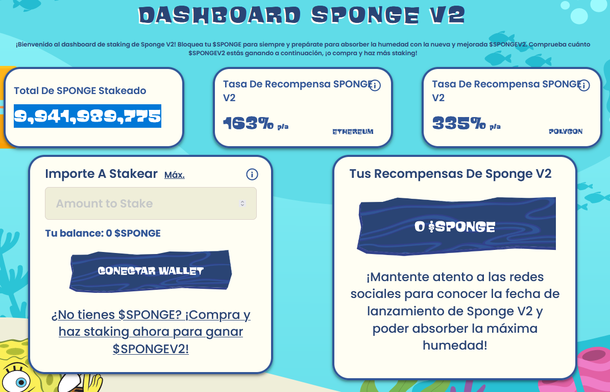 SpongeV2 ya permite elegir cómo liberar recompensas de staking