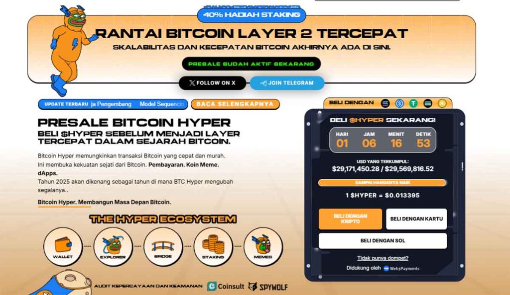 Narasi Layer-2 BTC Meningkat, Bitcoin Hyper Dekati $30 Juta