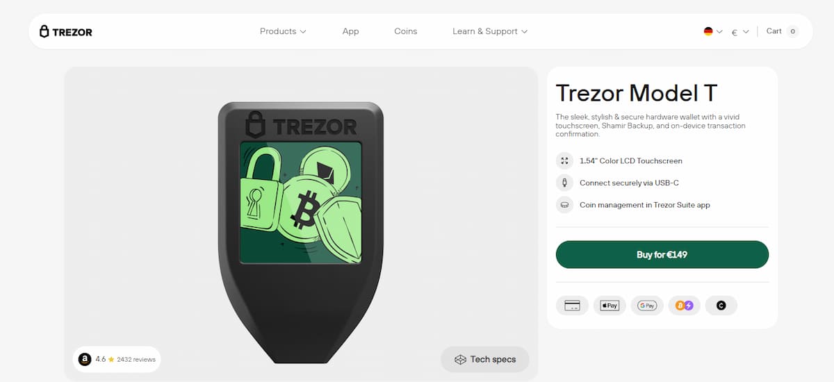 Trezor Model T Review (2026) - Lohnt sich das Hardware Wallet?