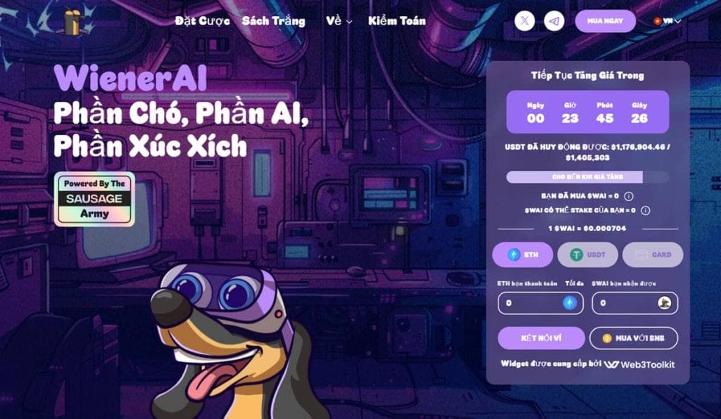 ICO Meme Coin AI Mới WienerAI Vừa Ra Mắt Thêm Tính Năng Bot Trading AI, Chính Thức Vượt Mốc $750K