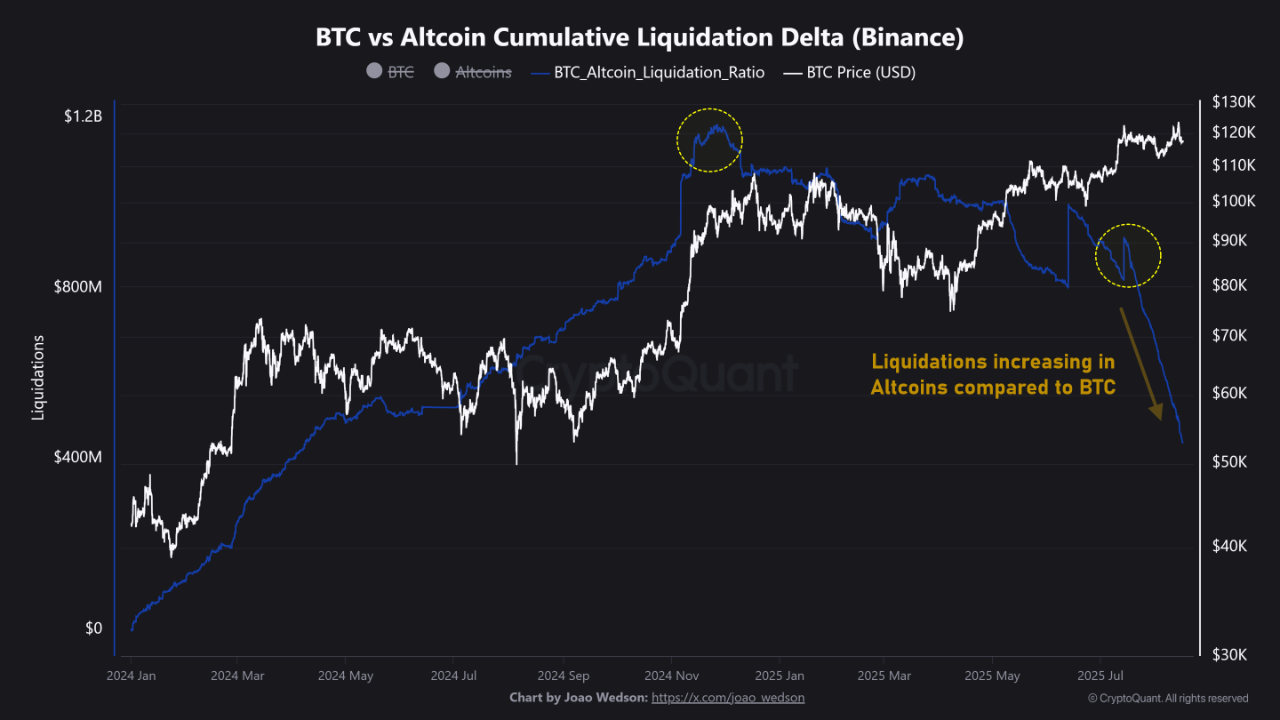 Altseason in arrivo? Le altcoin superano Bitcoin nelle liquidazioni
